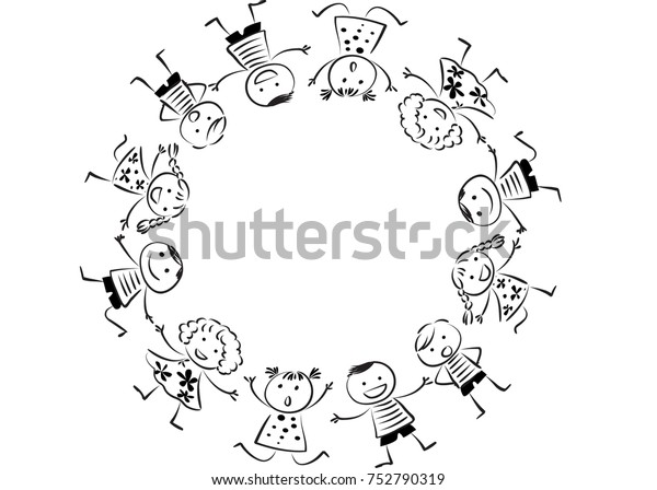 Cartoon Kids Round Border Stock Vector (Royalty Free) 752790319 ...