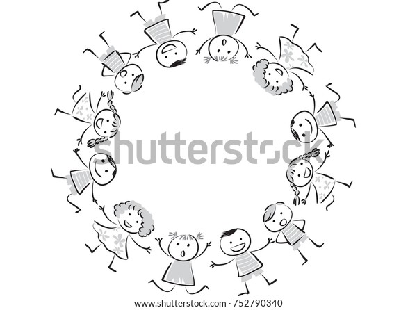 Cartoon Kids Round Border Stock Vector (Royalty Free) 752790340 ...