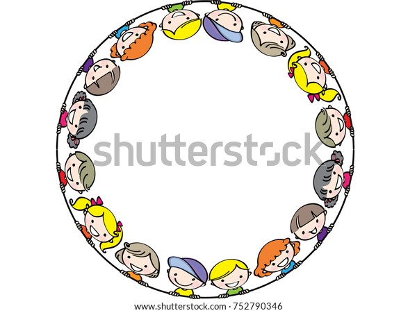 Cartoon Kids Round Border Stock Vector (Royalty Free) 752790346 ...