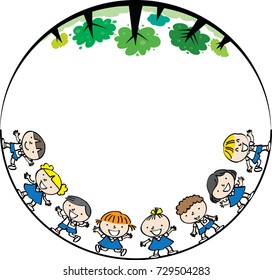 Cartoon Kids Trees Circle Border Stock Vector (Royalty Free) 729504283 ...