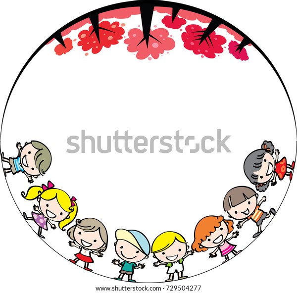 Cartoon Kids Trees Circle Border Stock Vector (Royalty Free) 729504277 ...