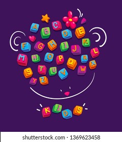 Cartoon Kids Vector Cube Letters Stock Vector (Royalty Free) 1369623458