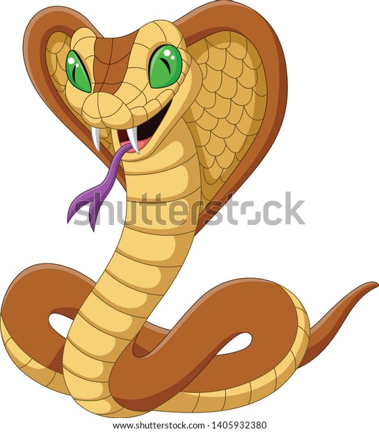 Cartoon King Cobra Snake On White Stock Vector (Royalty Free ...