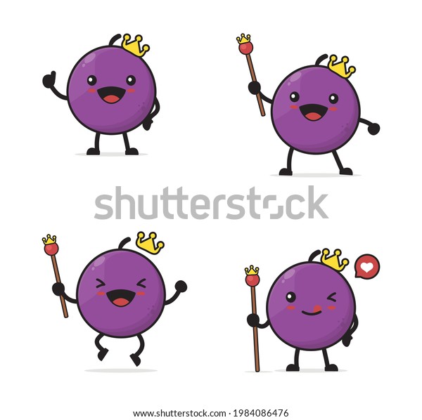 Cartoon King Grapes Isolated On White Stock Vector (Royalty Free ...
