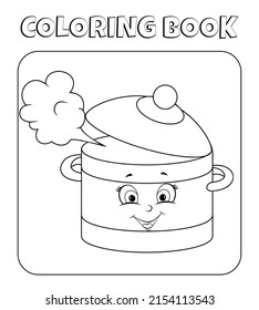 Cartoon Kitchen Pan Coloring Page Kids Stock Vector (Royalty Free ...