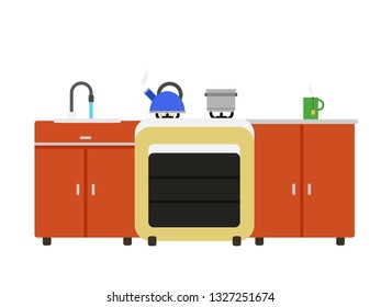 Cartoon Kitchen Vector Illustration Stock Vector (Royalty Free ...