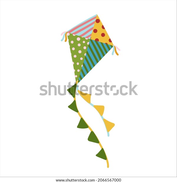 Cartoon Kite Isolated Wind Flying Toy Stock Vector (Royalty Free ...