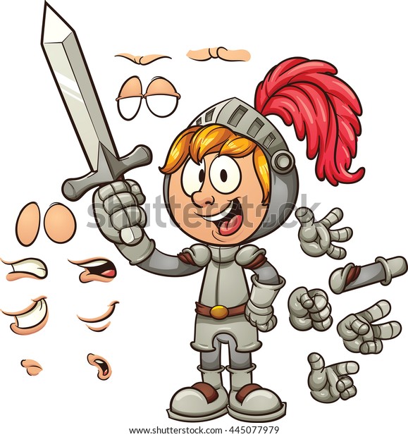 Cartoon Knight Different Expressions Vector Clip Stock Vector (Royalty ...