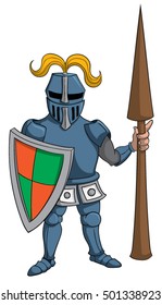 Cartoon Knight Lance Shield Stock Vector (Royalty Free) 501338923 ...