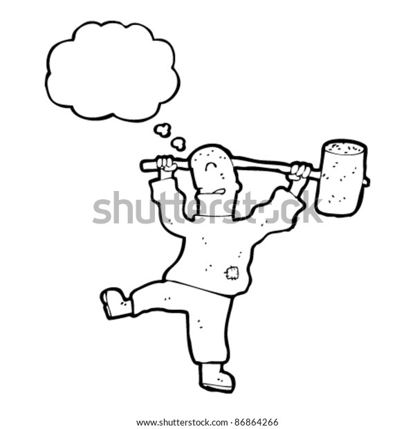 Cartoon Laborer Huge Hammer Stock Vector (Royalty Free) 86864266 ...