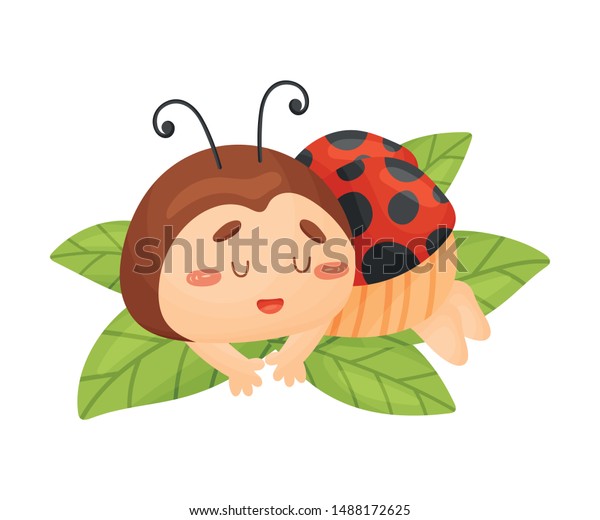 Cartoon Ladybug Sleeping Vector Illustration On Stock Vector (Royalty ...