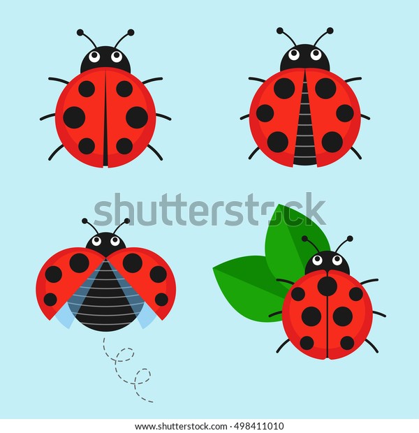 Cartoon Ladybug Vector Set Isolated Background Stock Vector (Royalty ...