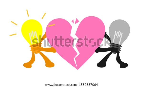 Cartoon Lamp Idea Scramble Competition Fight Stock Vector (Royalty Free ...