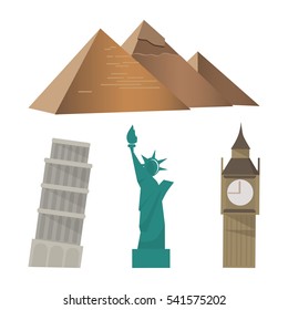 Cartoon Landmarks Around World Vector Illustrations Stock Vector ...