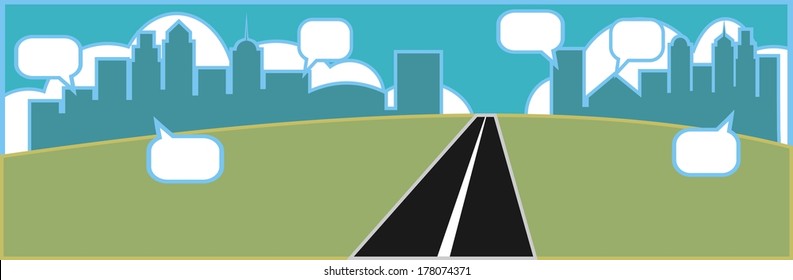 Cartoon Landscape Chat Bubbles Stock Vector (Royalty Free) 178074371 ...