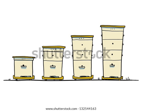 Cartoon Langstroth Hive Capacity Increase Process Stock Vector (Royalty ...