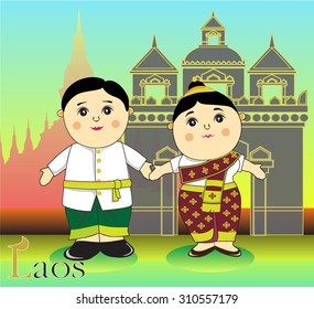 Cartoon Laos Tradition Illustration Vector Stock Vector (Royalty Free ...