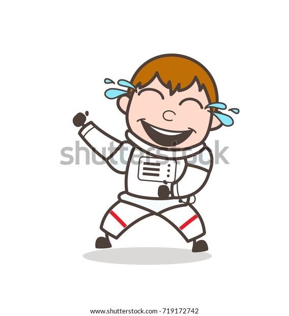 Cartoon Laughing Funny Spaceman Vector Illustration Stock Vector ...