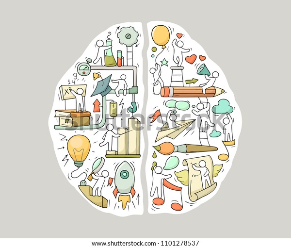 Cartoon Left Right Brain Functions Little Stock Vector (Royalty Free ...