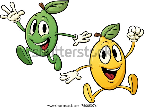 Cartoon Lemon Lime Jumping Happy Vector Stock Vector Royalty Free 76005076