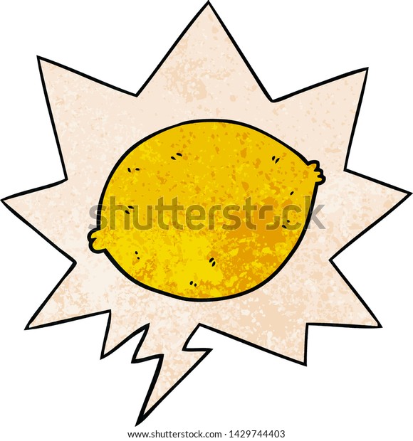 Cartoon Lemon Speech Bubble Retro Texture Stock Vector (Royalty Free ...