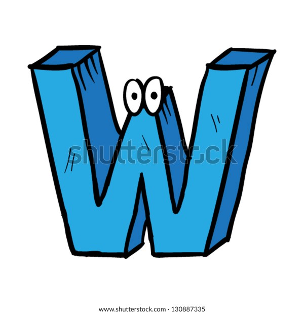 Cartoon Letter W Stock Vector (Royalty Free) 130887335