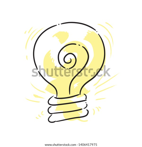 Cartoon Light Bulb Idea Concept Doodle Stock Vector (Royalty Free ...