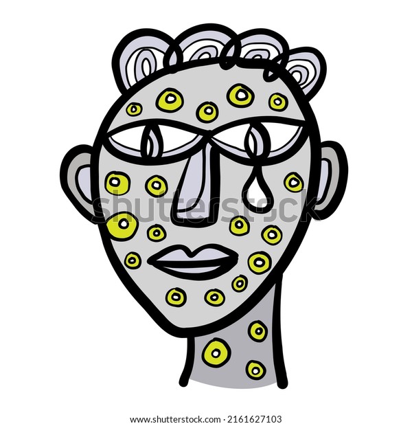 Cartoon Line Drawing Sad Human Face: เวกเตอร์สต็อก (ปลอดค่าลิขสิทธิ์ ...