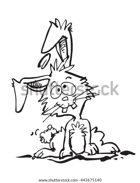 Cartoon Line Drawing Stupid Rabbit Stock Vector (Royalty Free ...