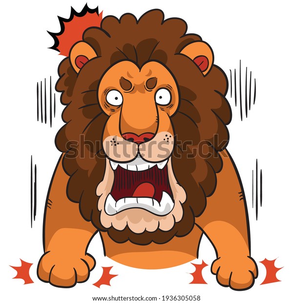 Cartoon Lion Angry Vector Illustration Stock Vector (Royalty Free ...