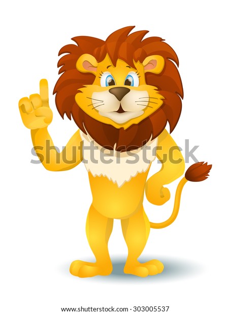 Stock vektor „Cartoon Lion Standing Pointing Vector Illustration“ (bez ...