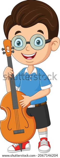Cartoon Little Boy Playing Cello Stock Vector (Royalty Free) 2067146204 ...