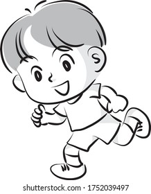Cartoon Little Boy Running Vector Stock Vector (Royalty Free ...
