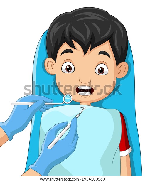 Cartoon Little Boy Teeth Checked By Stock Vector (Royalty Free ...