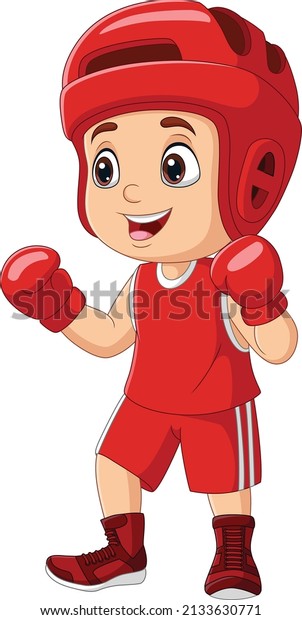 Cartoon Little Boy Training Boxing: เวกเตอร์สต็อก (ปลอดค่าลิขสิทธิ์ ...