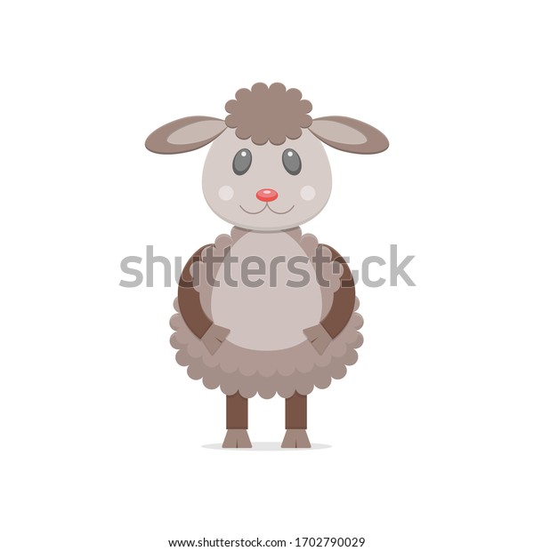 Cartoon Little Lamb Character Isolated On Stock Vector (Royalty Free ...