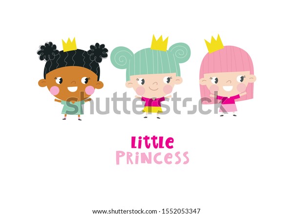 Cartoon Little Princess Vector Print Funny Stock Vector (Royalty Free ...
