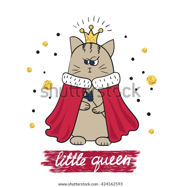 Cartoon Little Queen Cute Cat Royal Stock Vector (Royalty Free ...
