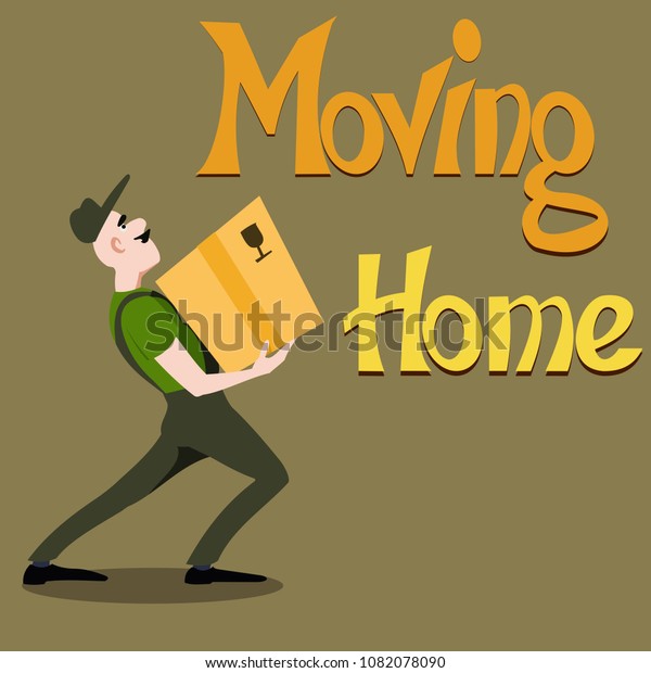 Cartoon Loader Carrying Large Cardboard Box Stock Vector (Royalty Free ...
