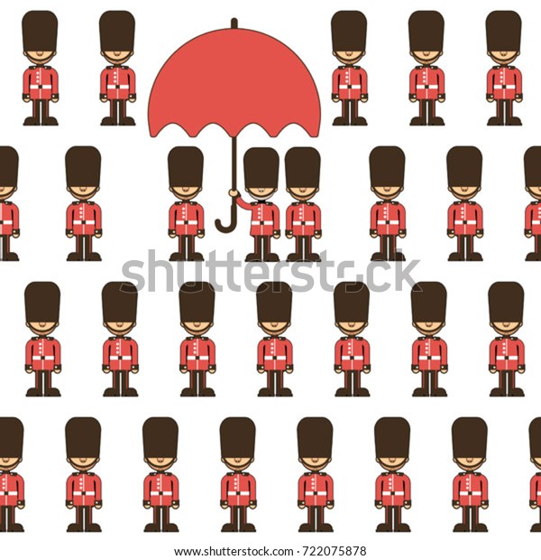 Cartoon London Pattern Queen Guard Stock Vector (Royalty Free ...
