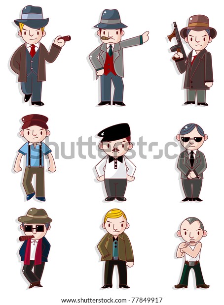 Cartoon Mafia Icon Set Stock Vector (Royalty Free) 77849917 | Shutterstock