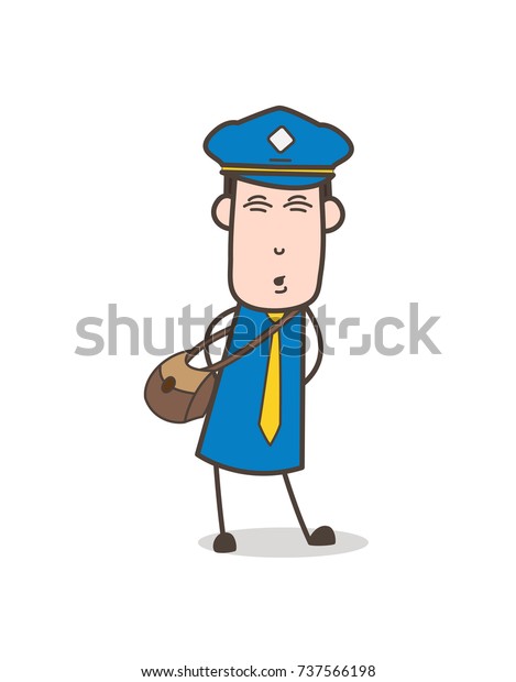 Cartoon Mailman Funny Pose Expression Vector Stock Vector (Royalty Free ...