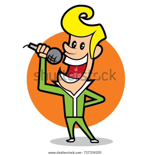 Cartoon Male Superstar Singer Singing Holding 库存矢量图(免版税)737334205 Cartoon Male Superstar Singer Singing Holding 库存矢量图(免版税)737334205