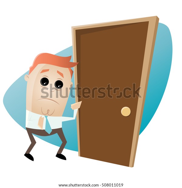 Cartoon Man Afraid Knocking On Door Stock Vector (Royalty Free) 508011019