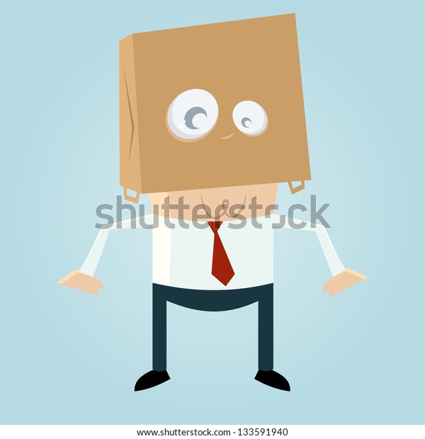 Cartoon Man Bag On His Head Stock Vector (Royalty Free) 133591940