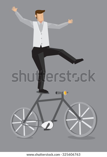 Cartoon Man Balancing One Leg On: vector de stock (libre de regalías ...