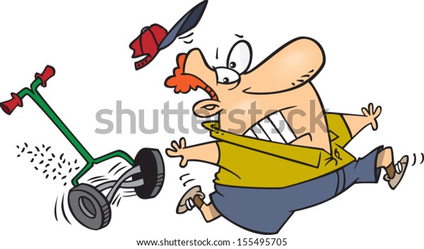 Cartoon Man Being Chased By Push Stock Vector (Royalty Free) 155495705