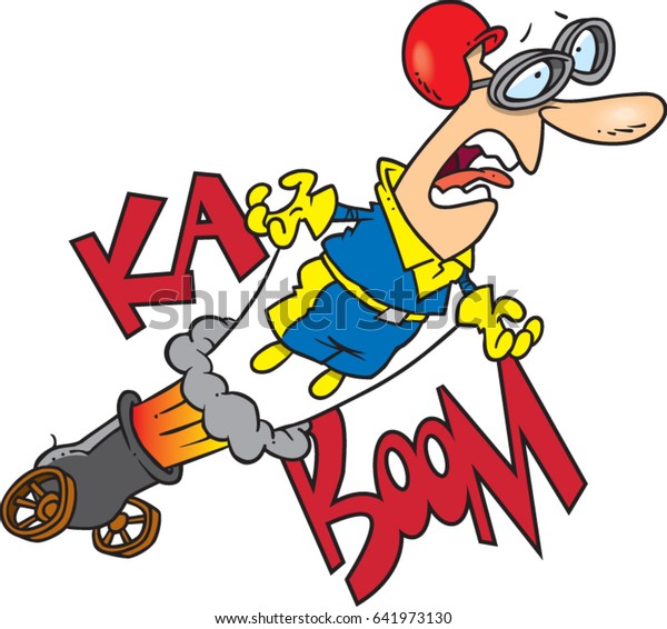 Cartoon Man Being Shot Out Cannon Stock Vector (Royalty Free) 641973130