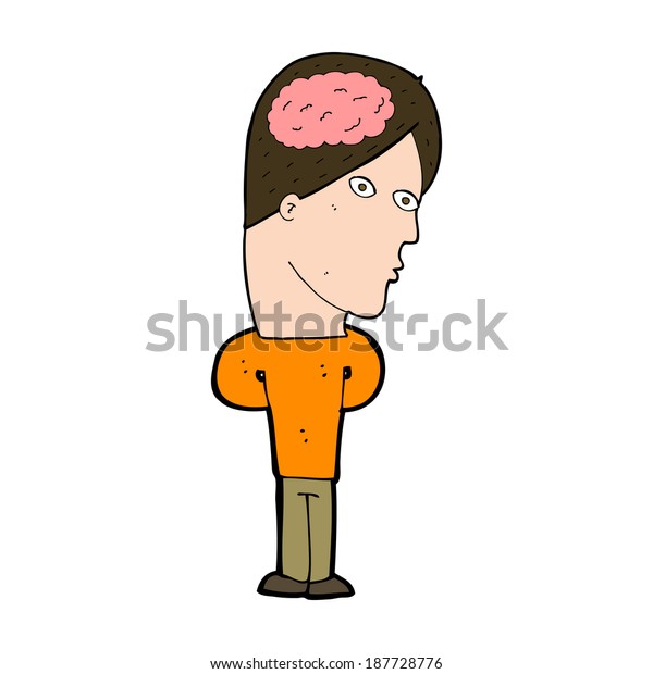 Cartoon Man Big Brain Stock Vector (Royalty Free) 187728776 | Shutterstock