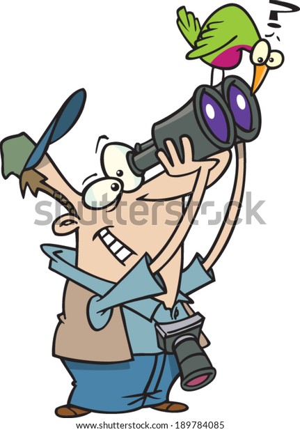 Cartoon Man Birdwatching Stock Vector (Royalty Free) 189784085 ...